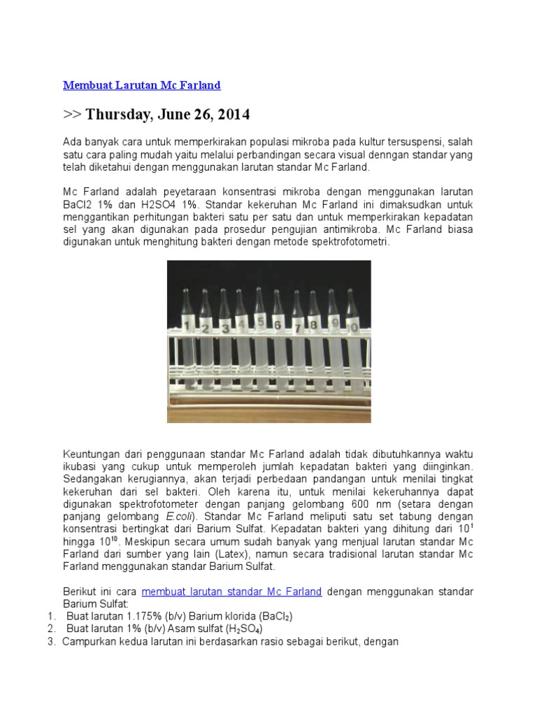 Membuat Larutan MC Farland | PDF