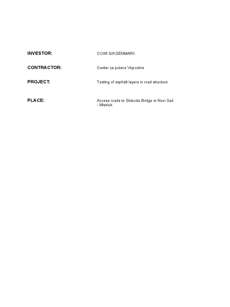 Investor: Contractor: Project:: Cowi S/A Denmark | PDF