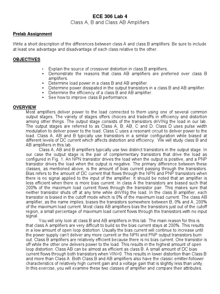 Class A'B'ab Amplifier PDF | PDF | Amplifier | Operational Amplifier