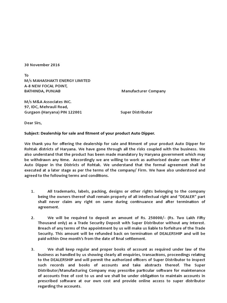 Dealers Draft Letter | PDF | Contractual Term | Government Information