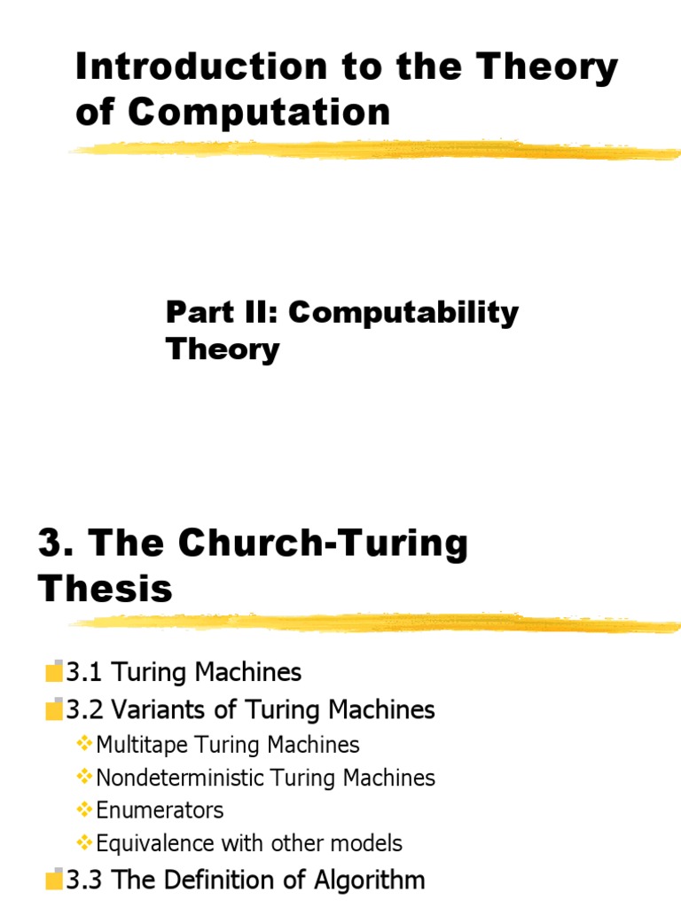 Introduction To The Theory of Computation: Part II: Computability Theory | Download Free PDF ...