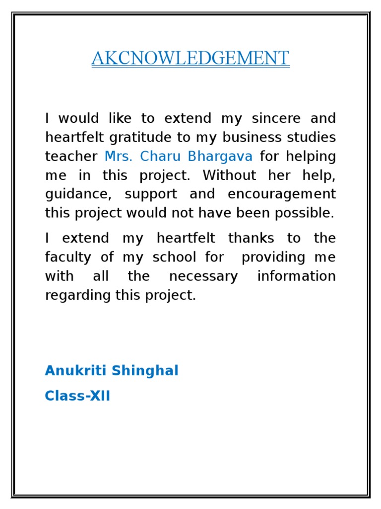 Student Project Acknowledgment | PDF