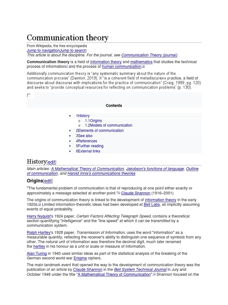 Communication Theory | PDF | Communication | Systems Science