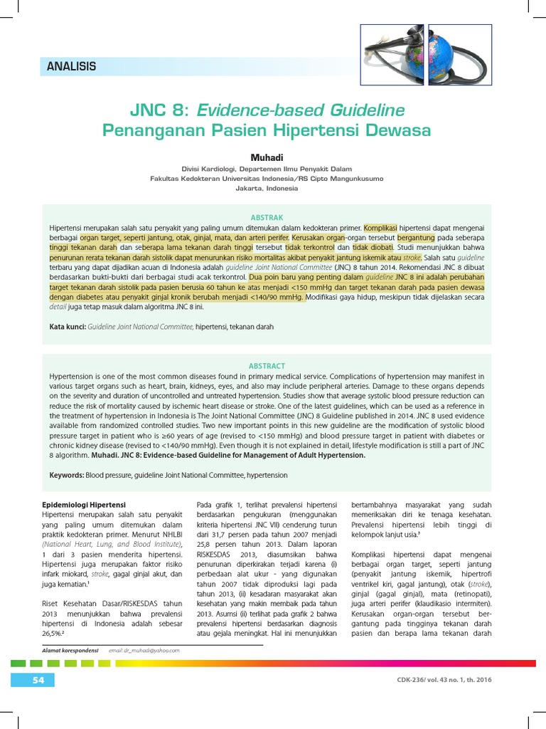 JNC 8: Evidence-Based Guideline Penanganan Pasien Hipertensi Dewasa | PDF