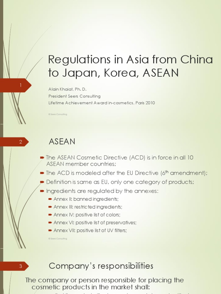 Regulations in Asia From China To Japan, Korea, ASEAN | PDF | Cosmetics ...