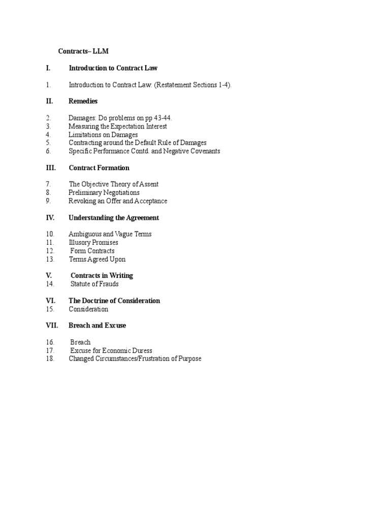 Final Exam Outline | PDF | Damages | Liquidated Damages