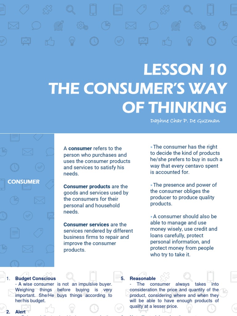 Lesson 10 Consumers' Way of Thinking | PDF | Consumerism | Prices