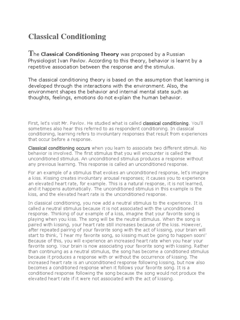 Classical Conditioning T | PDF | Classical Conditioning | Reinforcement