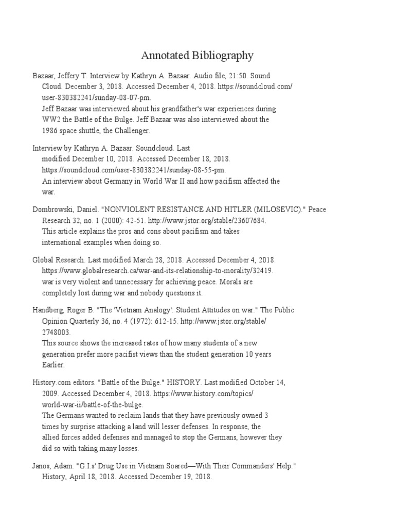 Annotated Bibliography | PDF | Pacifism | World War II