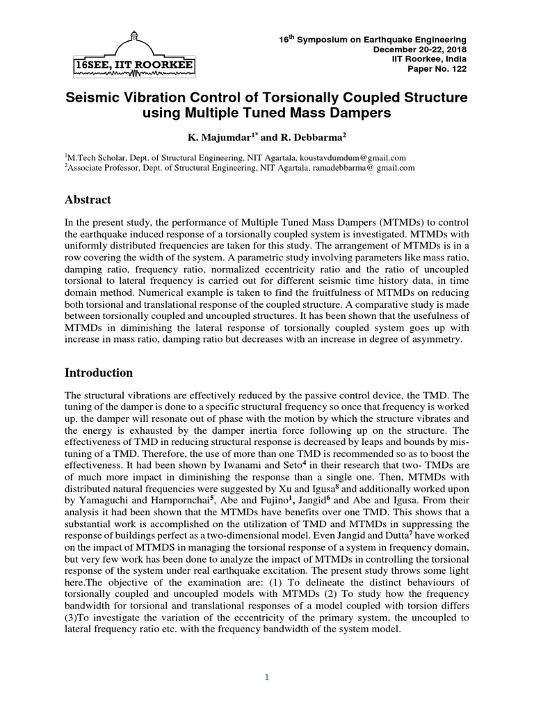 Seismic Vibration Control of Torsionally Coupled Structure Using ...