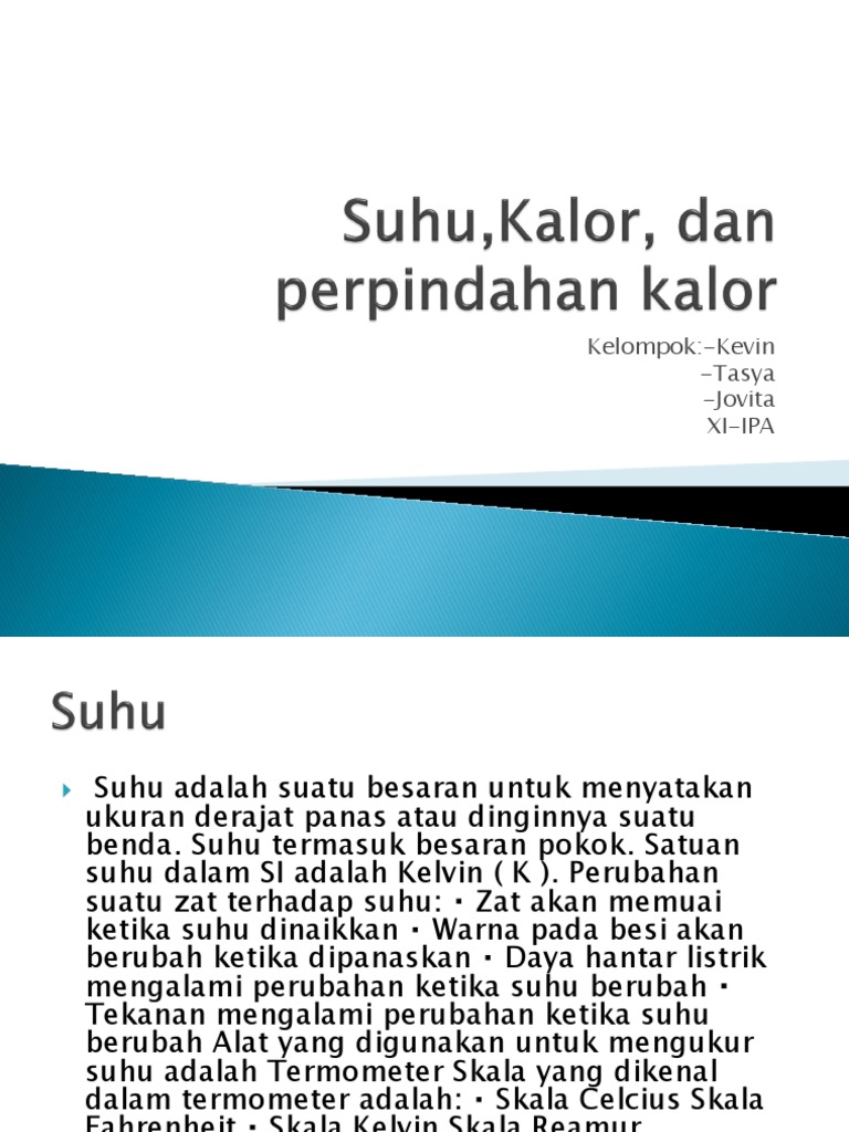 Suhu, Kalor, Dan Perpindahan Kalor Presentasi | PDF