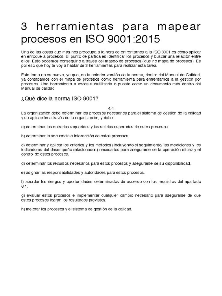 Mapeo de Procesos | PDF | Gestión de la calidad | Calidad (comercial)