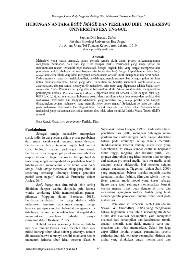 Hubungan Antara Body Image Dan Perilaku | PDF