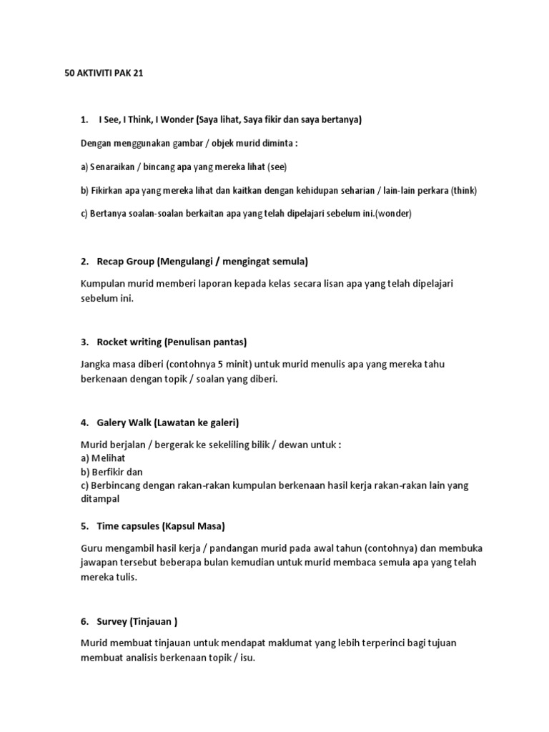 50 Aktiviti Pak 21 | PDF