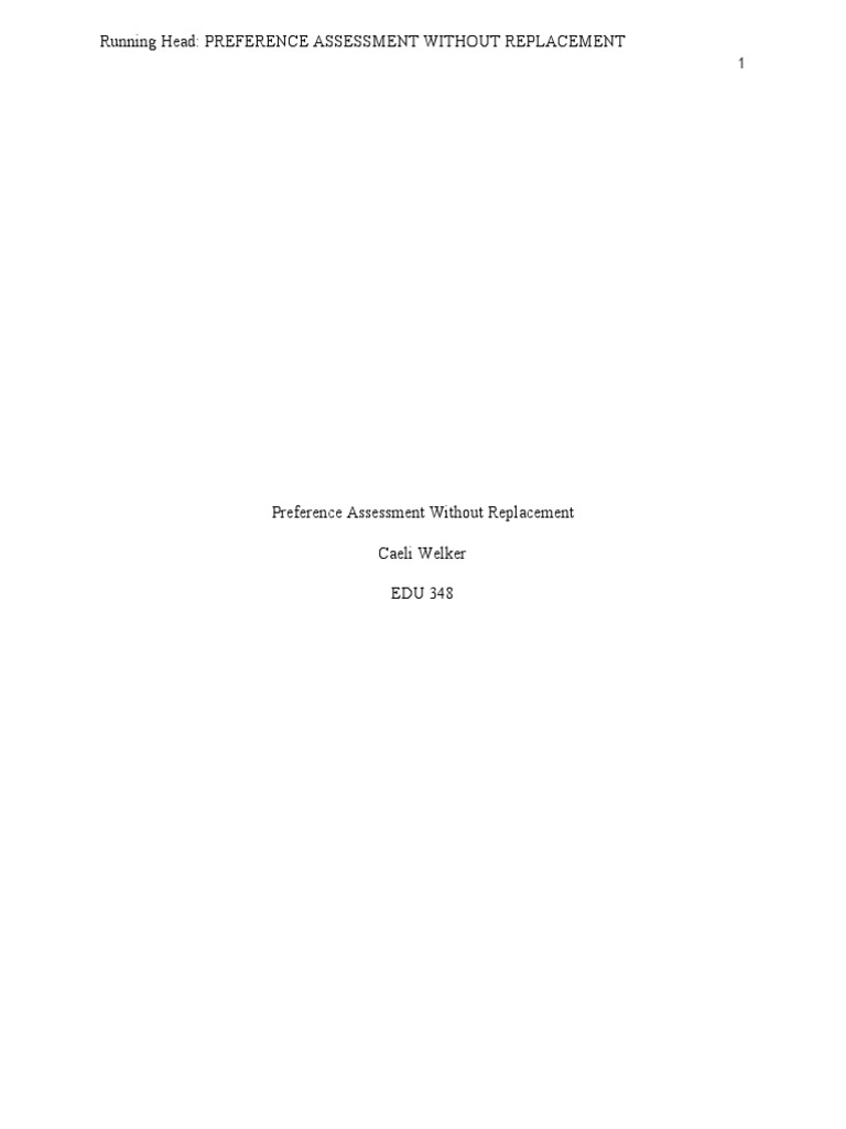 Edu 348 - Preference Assessment Paper | PDF | Reinforcement | Classroom