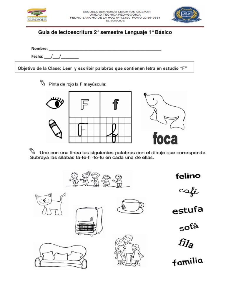 Guía de Lectoescritura 2 Letra F | PDF