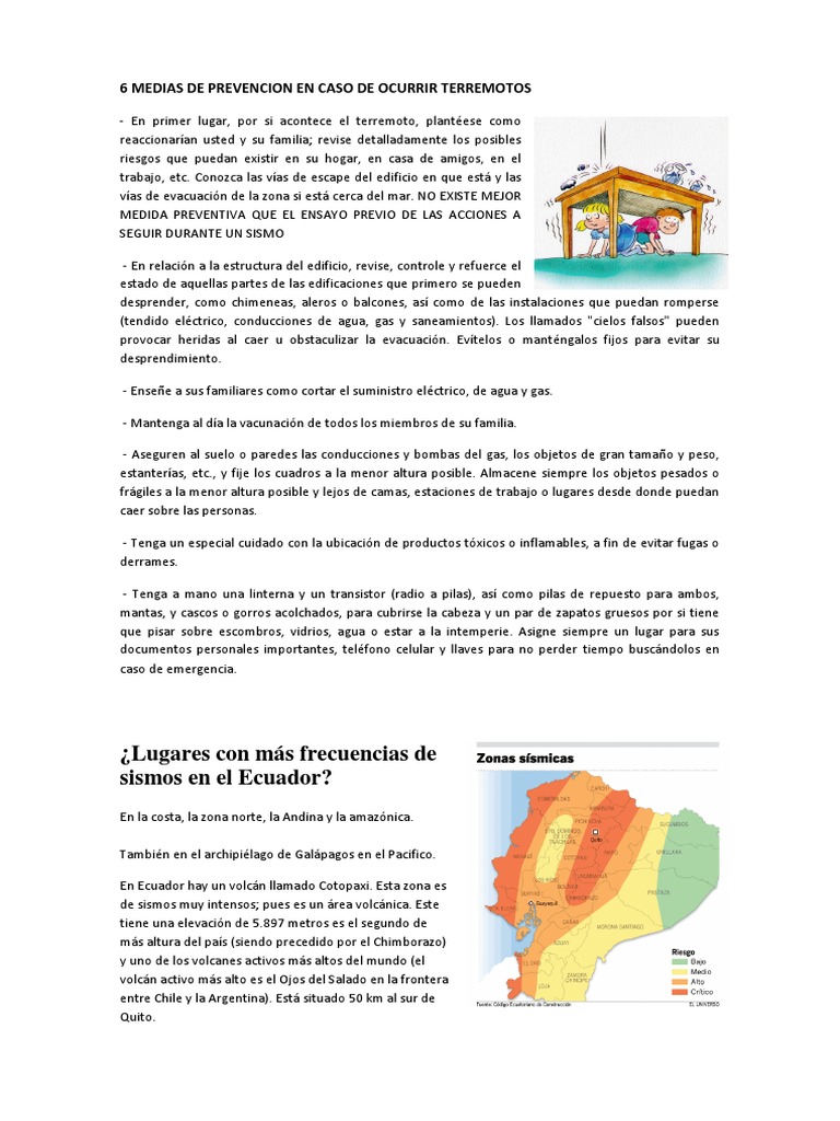 6 Medias de Prevencion en Caso de Ocurrir Terremotos | PDF | Volcán ...