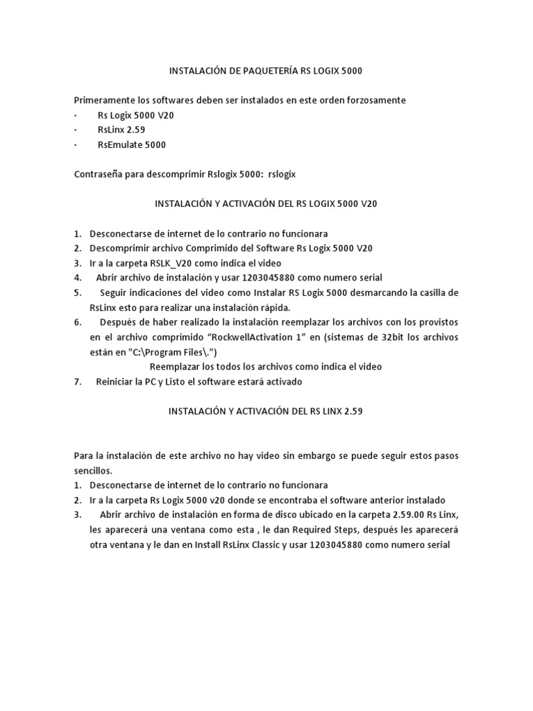 Instalación y Activación Del Rs Logix 5000 v20, Rslinx 2.59 y ...