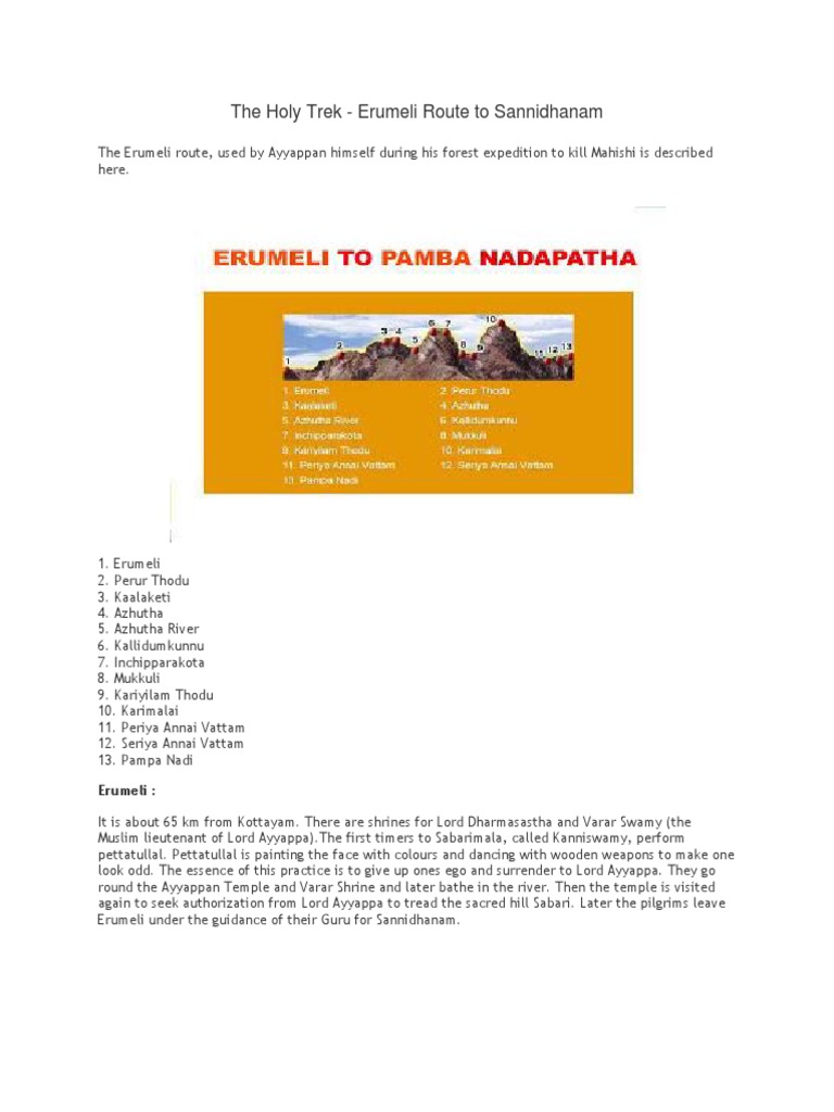 Erumeli To Sabarimala Traditional Trek Path | PDF | Religion And Belief