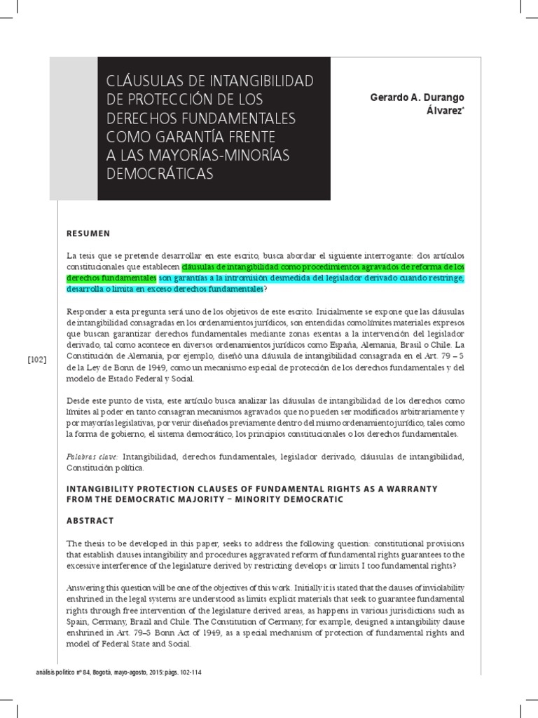 Cláusulas de Intangibilidad | PDF | Derecho Constitucional | Democracia