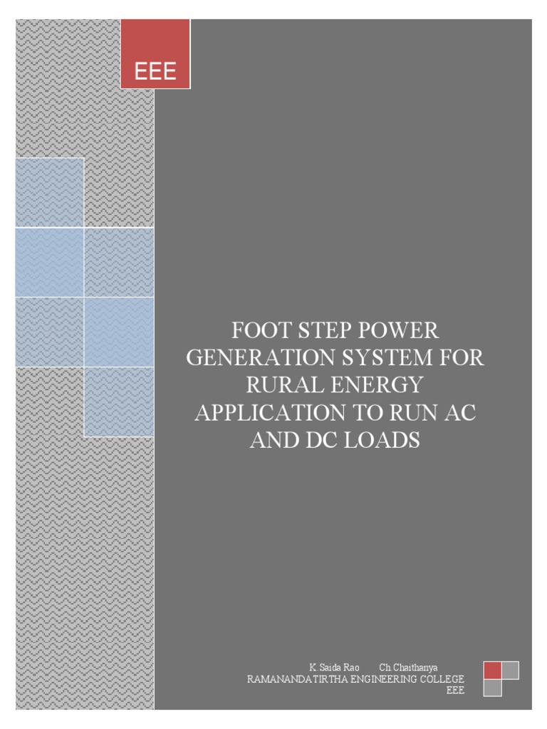 Foot Step Power Generation Project PDF | PDF | Rechargeable Battery ...