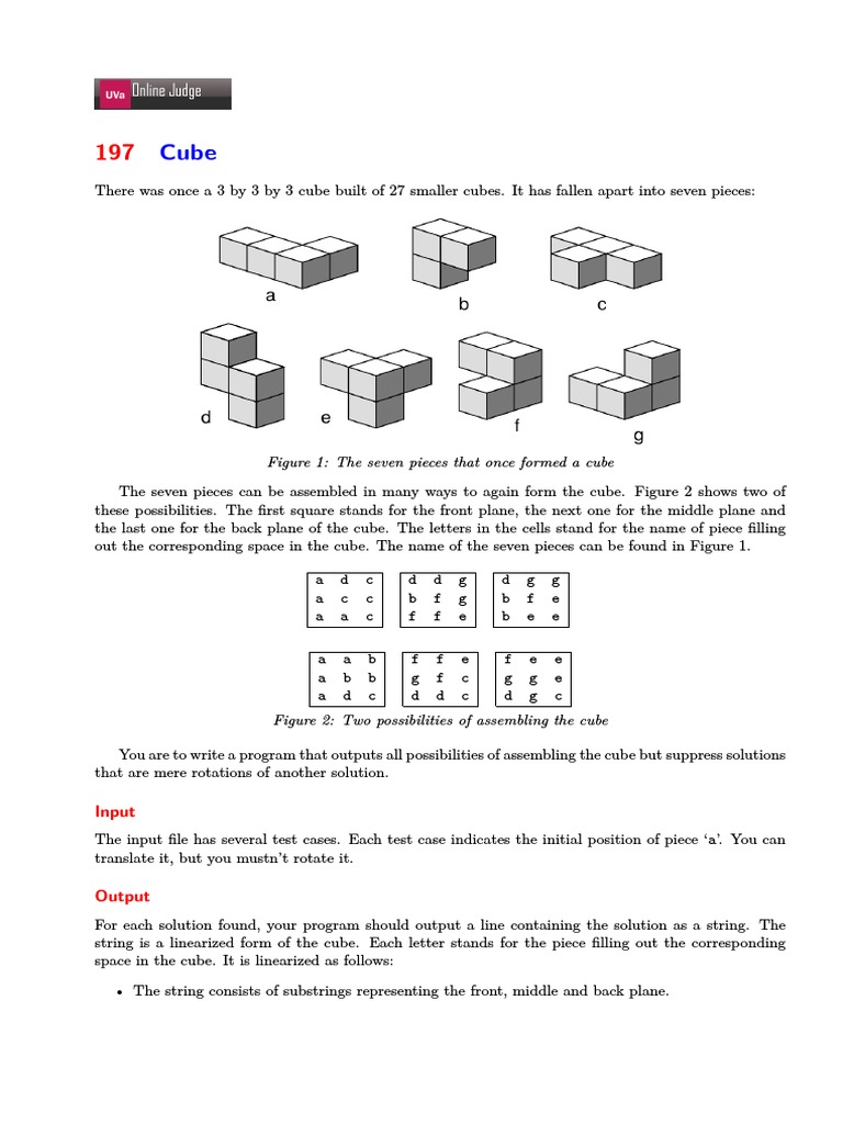 Figure 1: The Seven Pieces That Once Formed A Cube: Input | PDF | Areas Of Computer Science ...