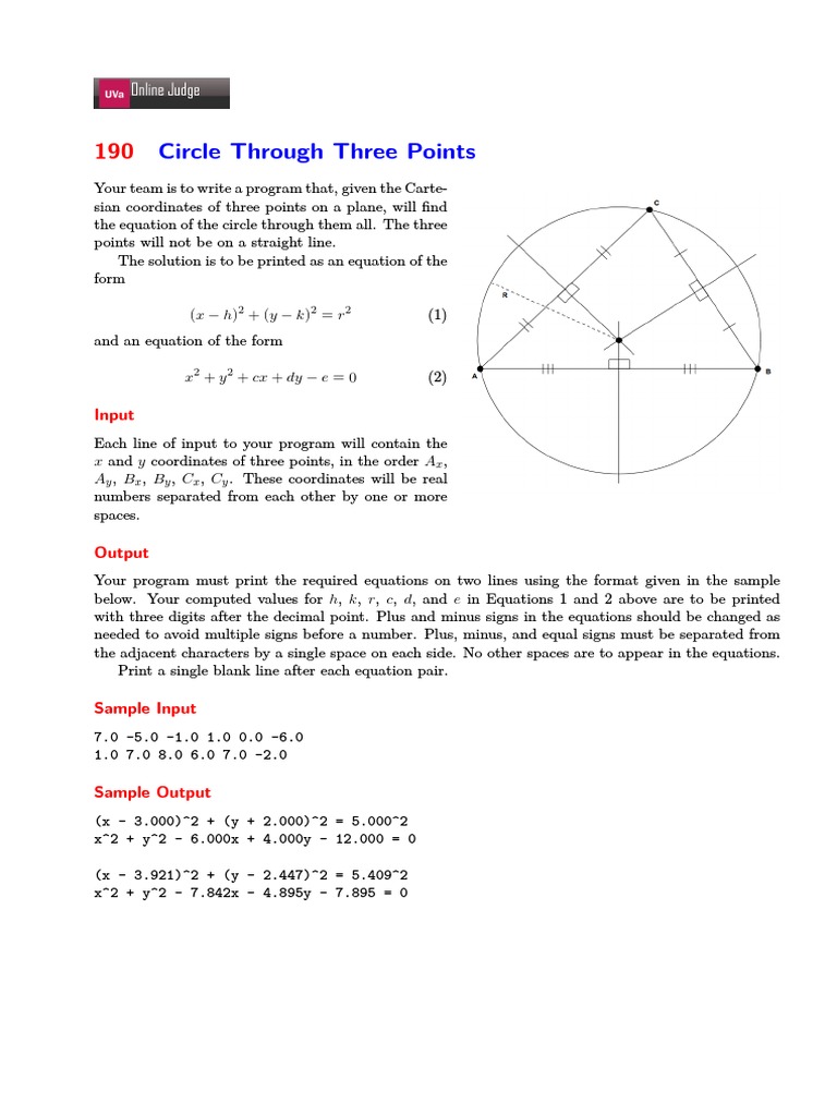 Circle Through Three Points: Input | PDF