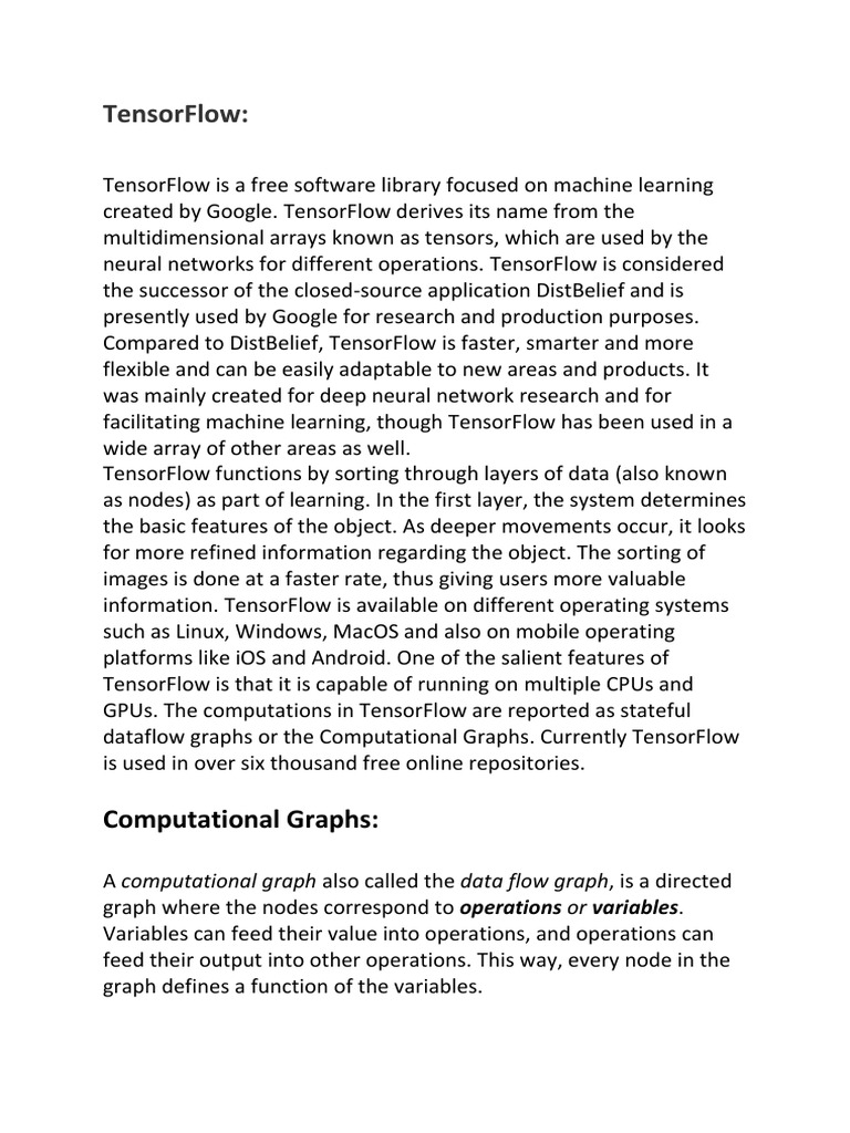 Tensorflow:: Computational Graphs | PDF | Artificial Neural Network ...