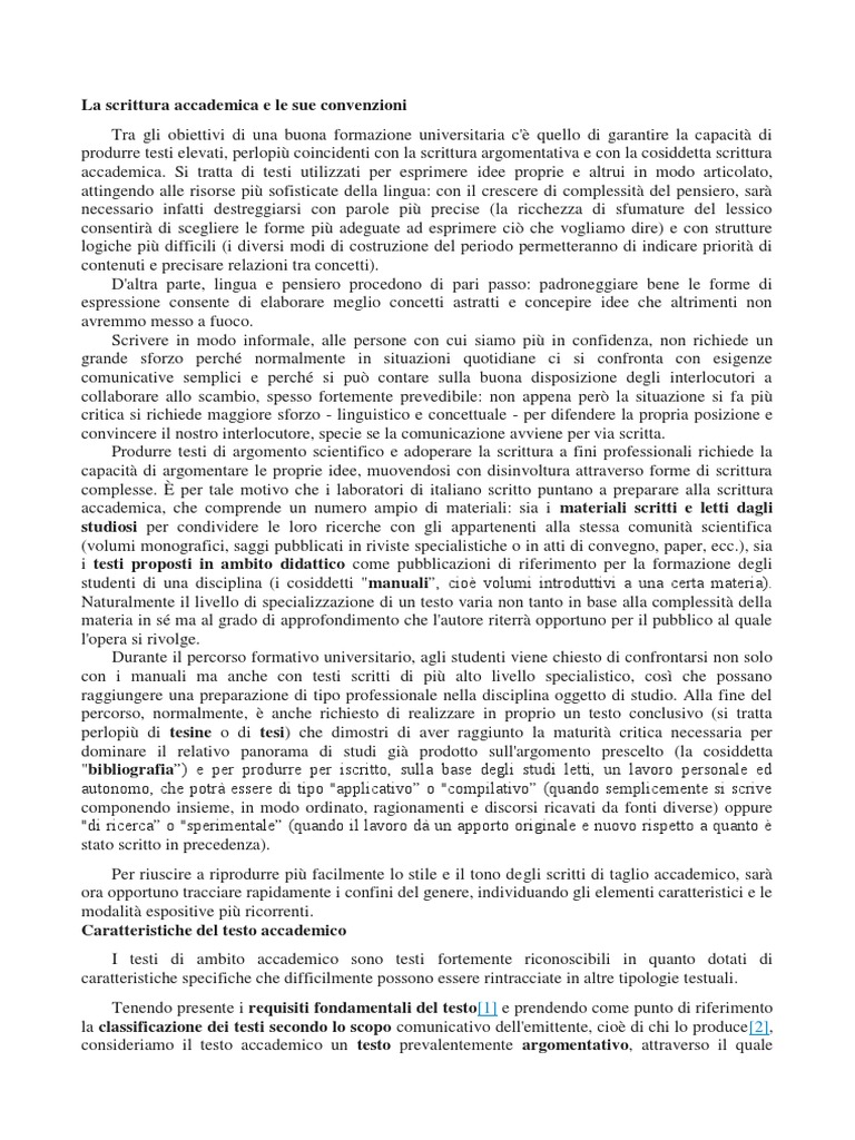 La Scrittura Accademica e Le Sue Convenzioni PDF | PDF