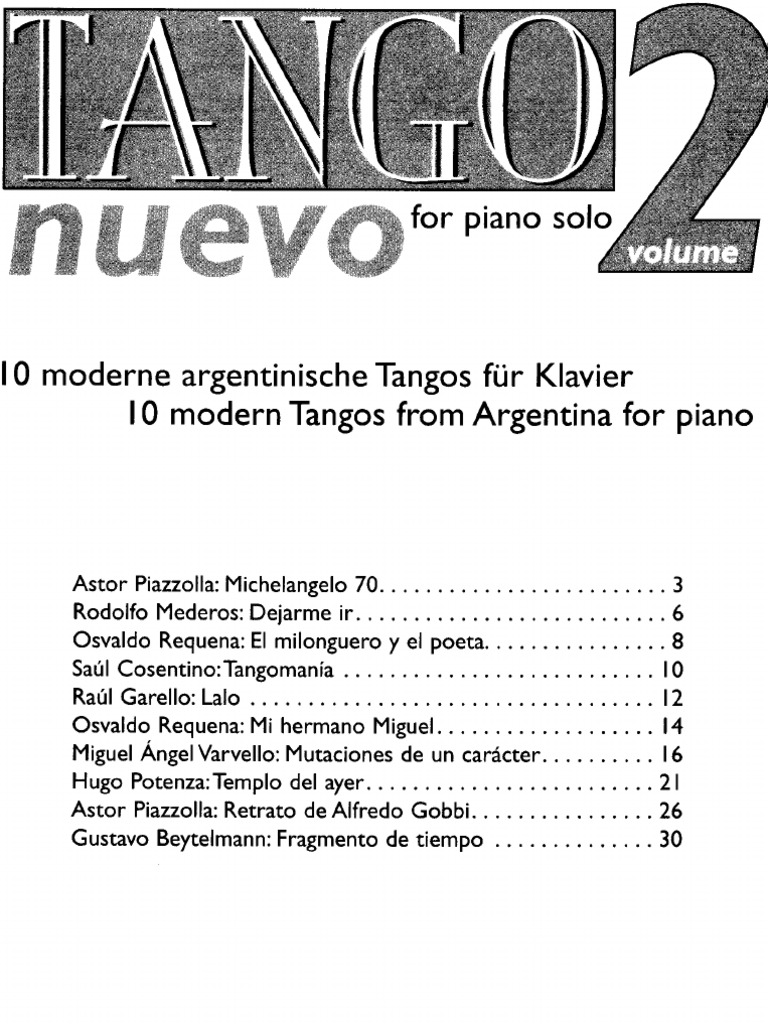 Tango Nuevo For Piano Solo 2 | PDF