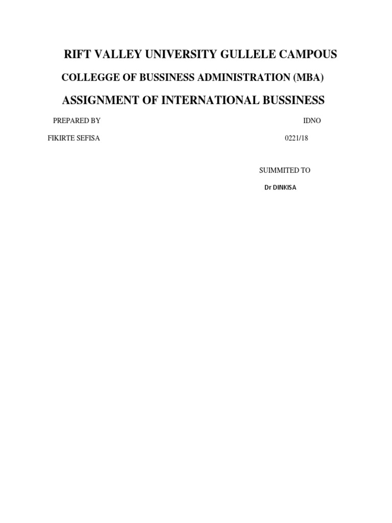 Rift Valley University Gullele Campous Cover Page | PDF | Social ...