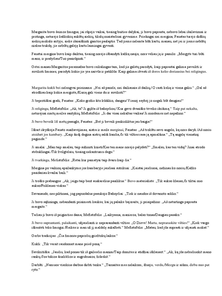 Gete Faustas Pirmos Dalies Margaritos Analize | PDF