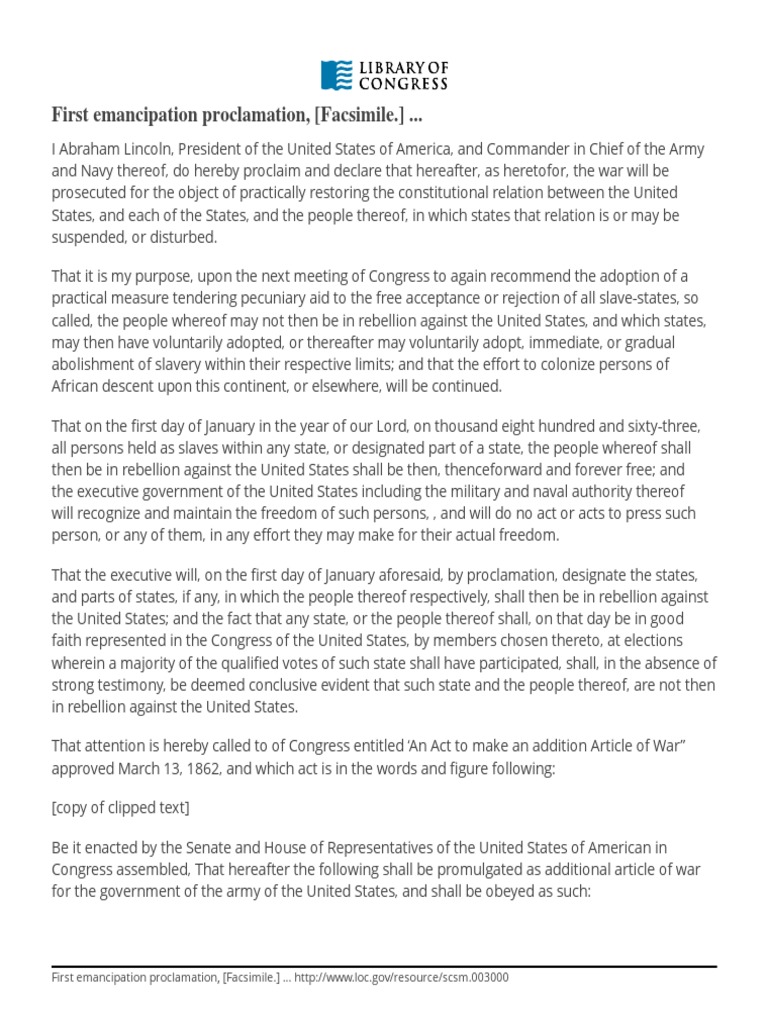 Emancipation Proclamation | PDF | Abolitionism | Emancipation Proclamation