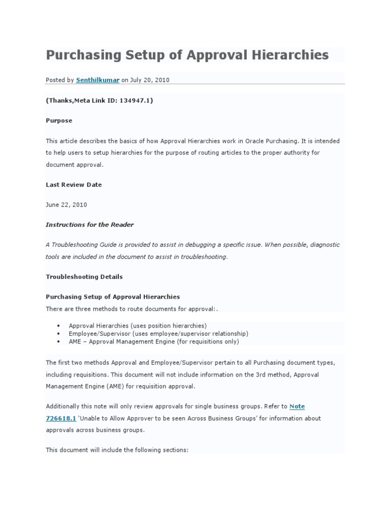 Purchasing Approval Hierarchies | PDF | Human Resources | Supervisor