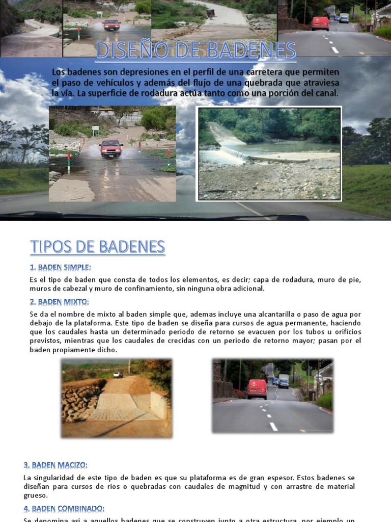 Diseño de Badenes | PDF | Hormigón | Descarga (hidrología)