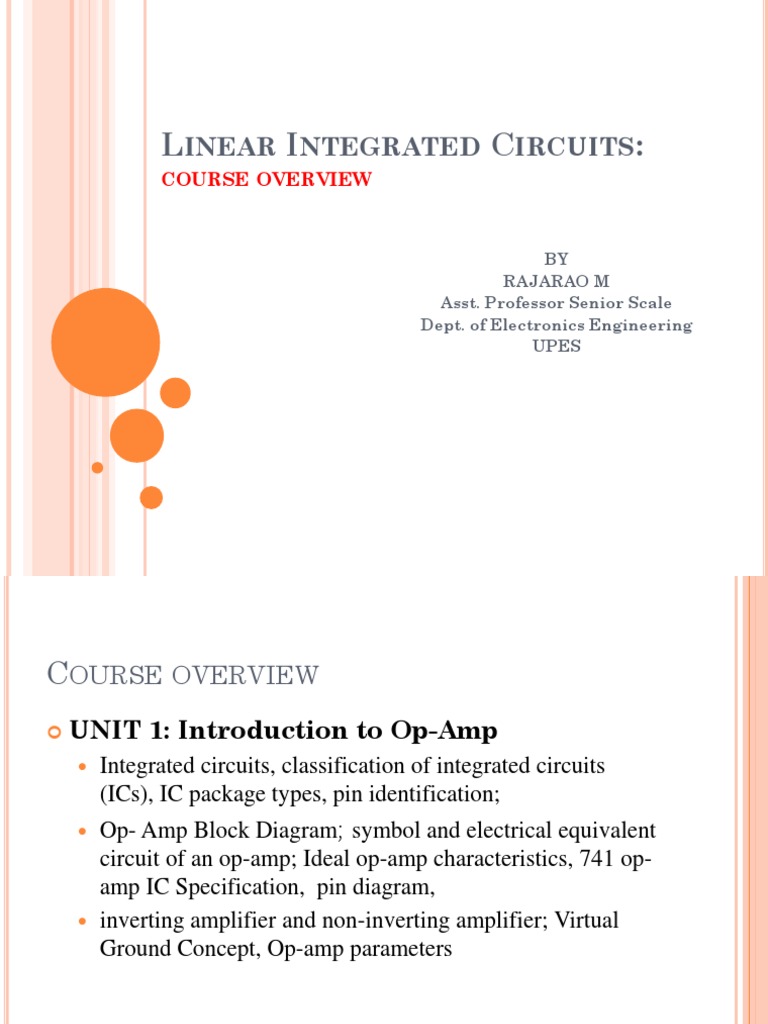 LIC - Course Overview | PDF | Operational Amplifier | Electronic Filter