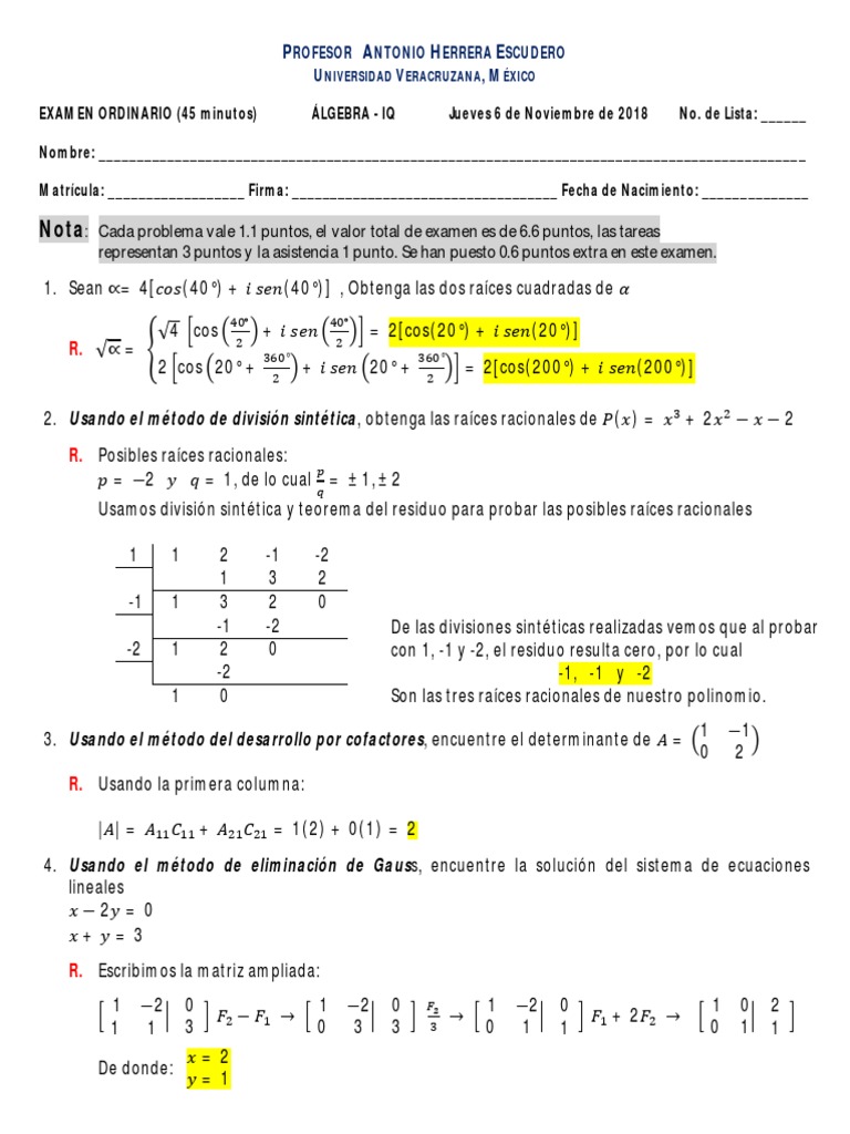 Problemas Resueltos de ÁLGEBRA | PDF | Algoritmos | Álgebra lineal
