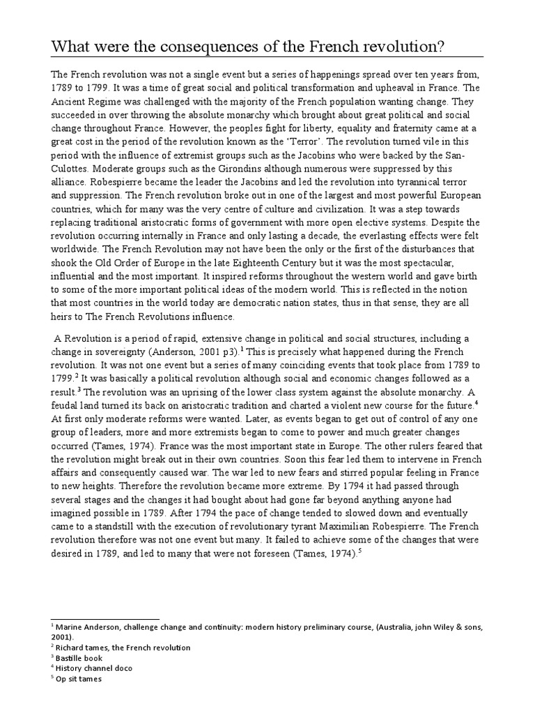 Year 11 Modern Historical Investigation The French Revolution 18 | PDF ...