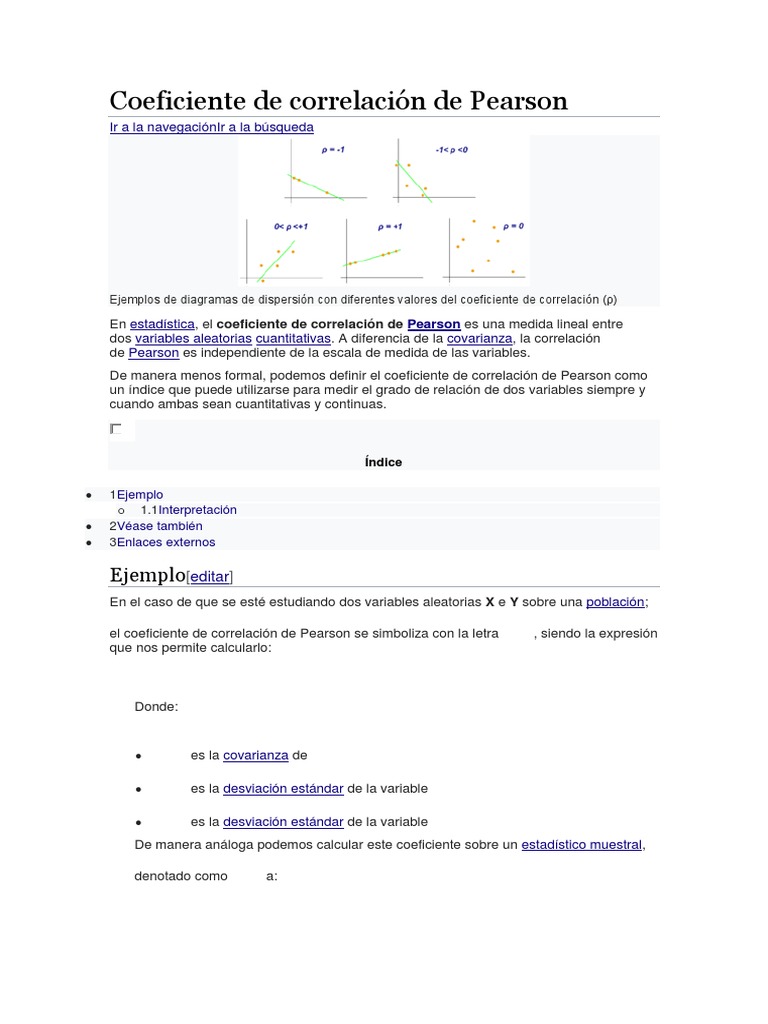 Coeficiente de Correlación de Pearson | PDF | Correlación y dependencia | Covarianza