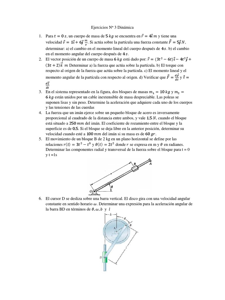 Ejercicios #3 Dinámica | PDF | Masa | Momento angular