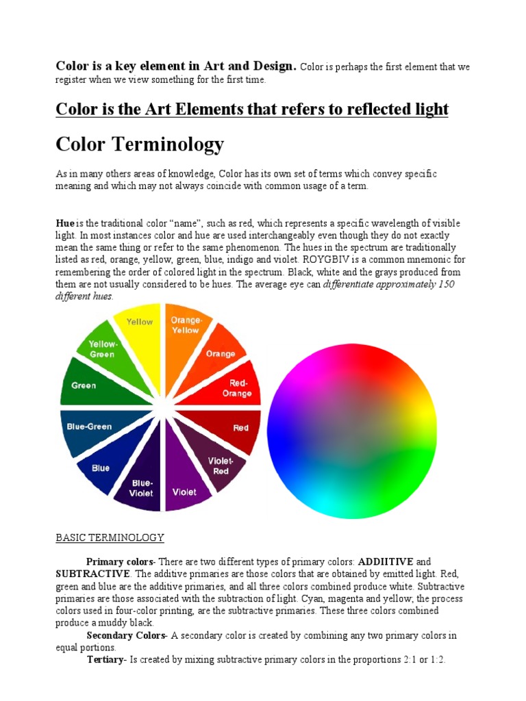 Color Basic Vocab | PDF | Color | Magenta
