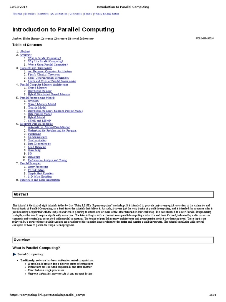 Introduction To Parallel Computing Pdf Parallel Computing Thread Computing