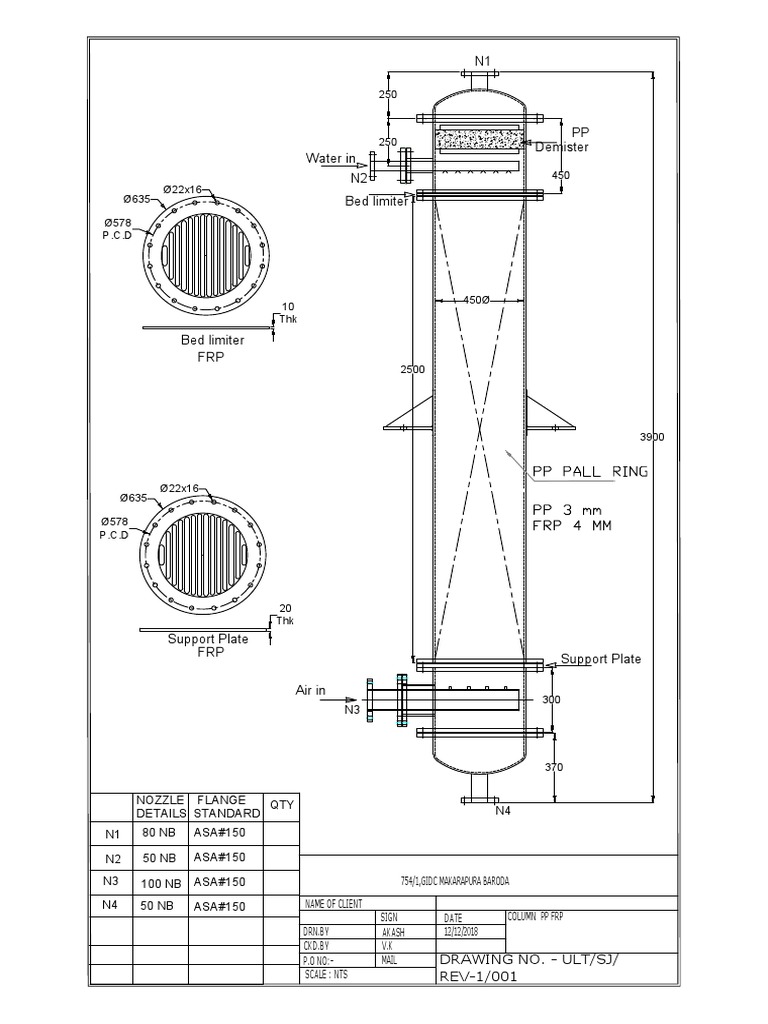 Engineering Drawing Details for FRP Column | PDF