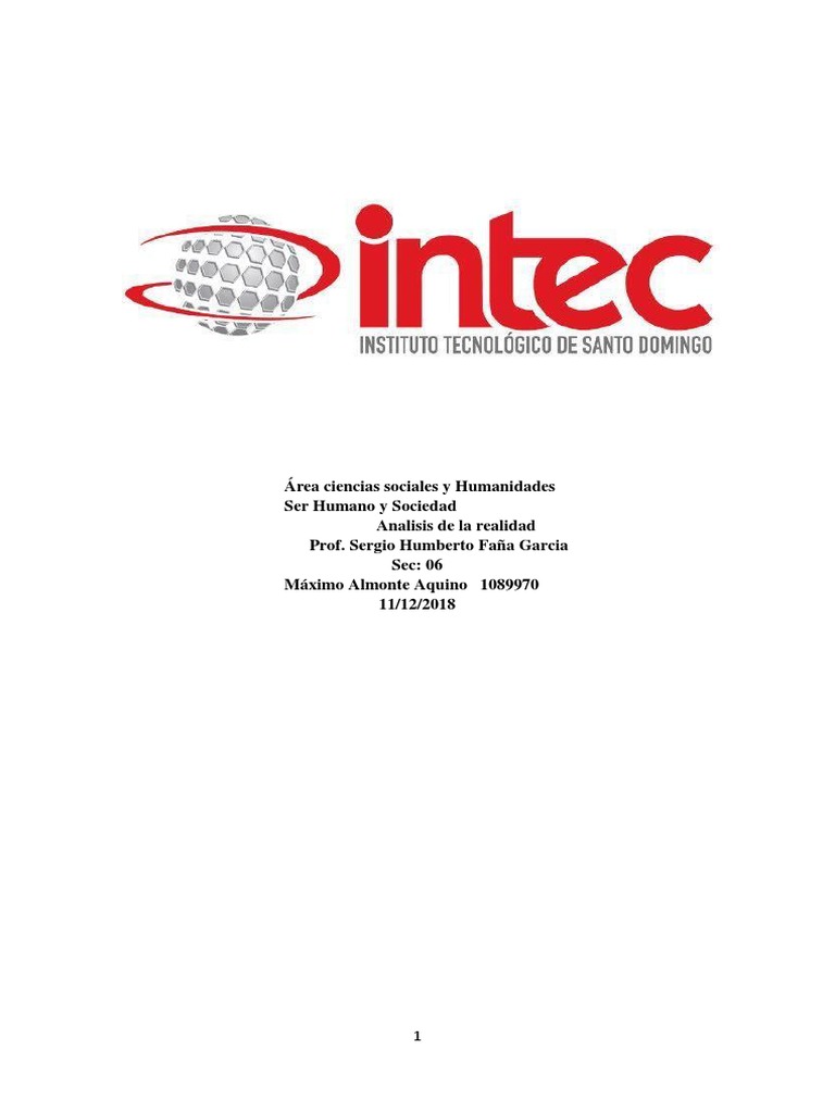 Trabajo Intec | PDF | Sociedad | Realidad