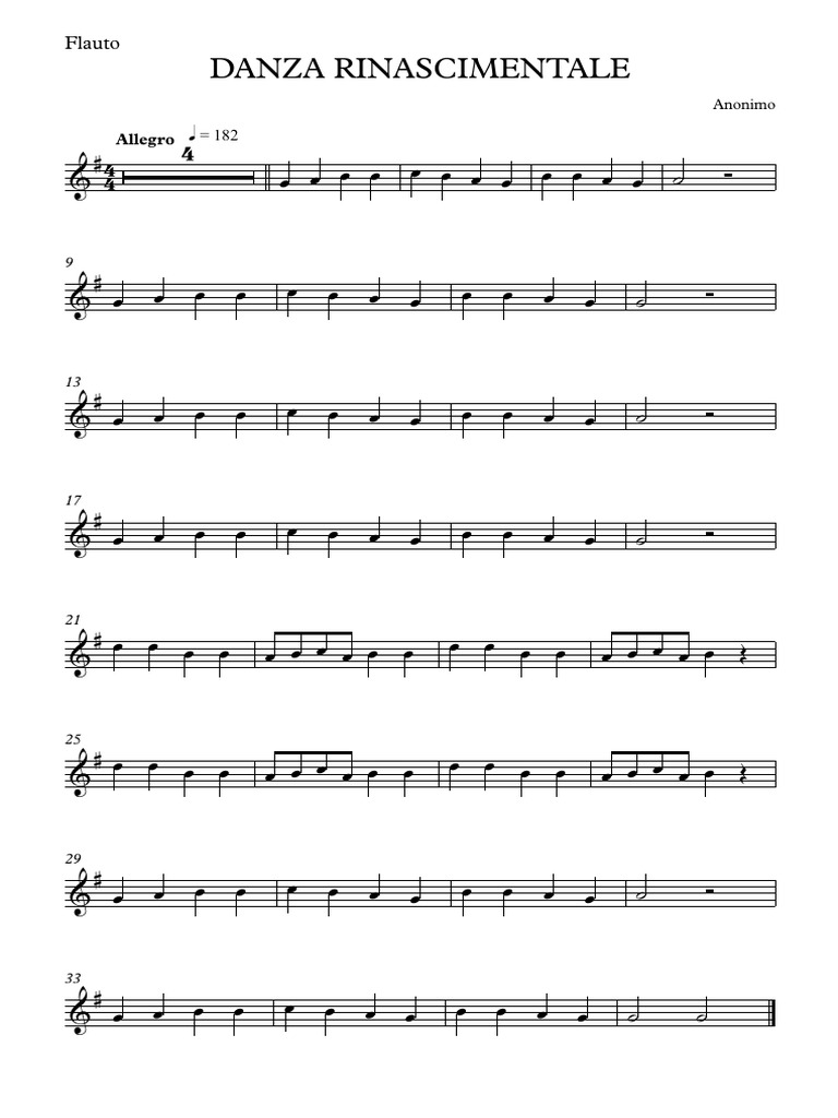 Danza Rinascimentale Flauto | PDF