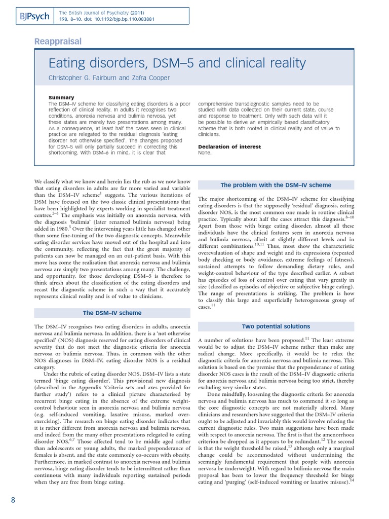 Eating Disorders Dsm5 and Clinical Reality | PDF | Eating Disorder ...