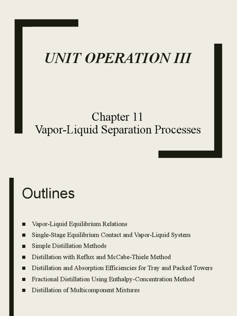 Unit Operation Iii: Vapor-Liquid Separation Processes | PDF ...