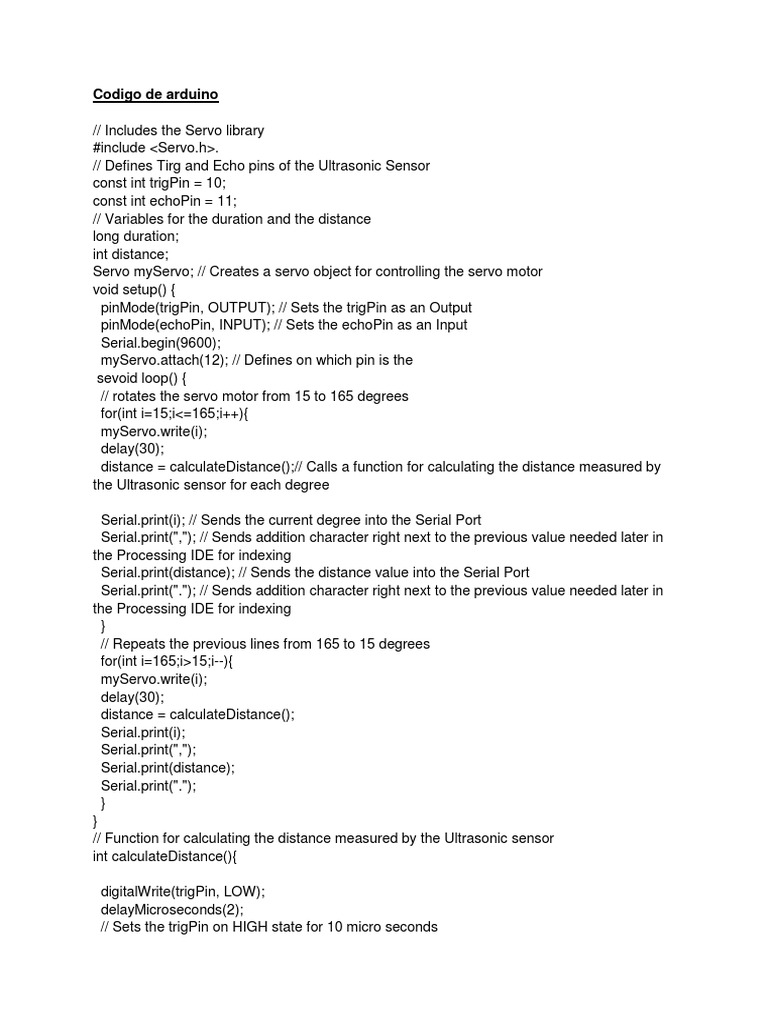 Radar Con Arduino y Processing Codigos | Download Free PDF | Sine ...