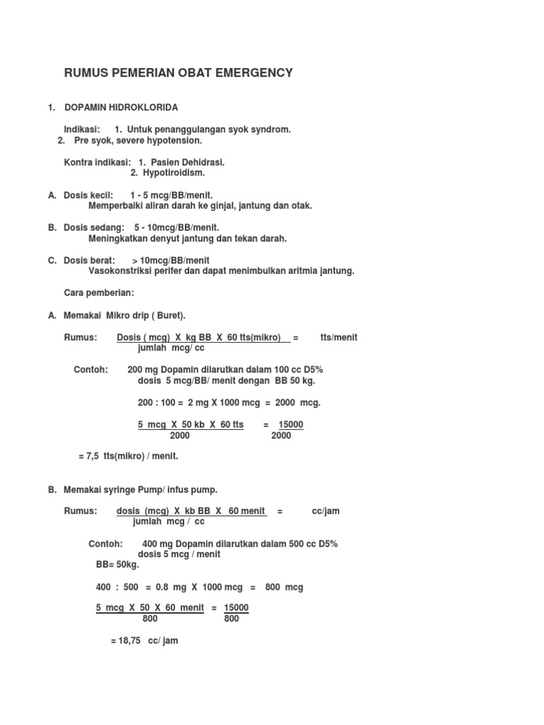 Rumus Pemerian Obat Emergency | PDF