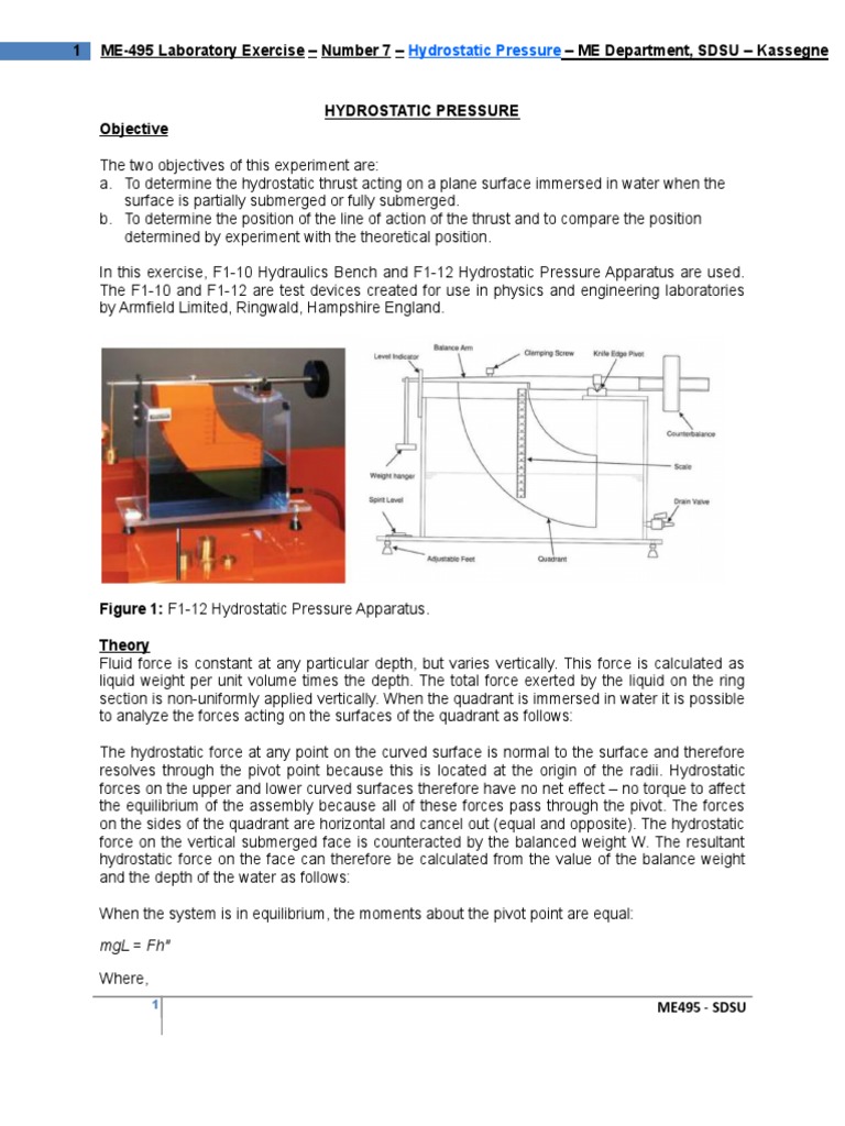 Hydrostatic Pressure | PDF | Weighing Scale | Force